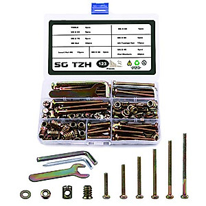 123PCS M6 Kit Crib Screws Baby Bed Screws Hardware Replacement Kit, Hex Socket Head Cap Screws Nuts for Furniture Beds Crib by SG TZH
