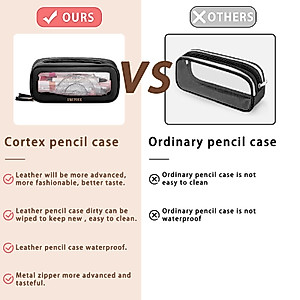 EMUFOOK Clear Pencil Case Aesthetic Large Capacity Pencil Pouch With Zipper Simple Stationary Pencil Bag Transparent Pen Case for School Teen Girl Boy Multi-Purpose Bag for Office Men Women, Black