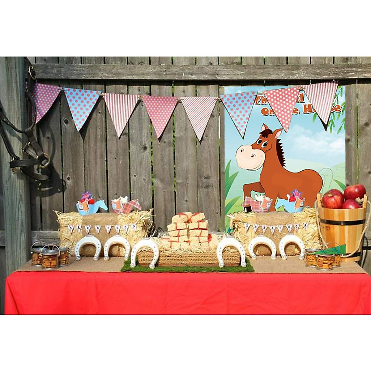 Hooqict Pin The Tail On The Horse Game for Kids Birthday Party Games Horse Theme Birthday Party Supplies for Girls Boys, Large Horse Poster with 30 Tail Stickers Horse Party Favors