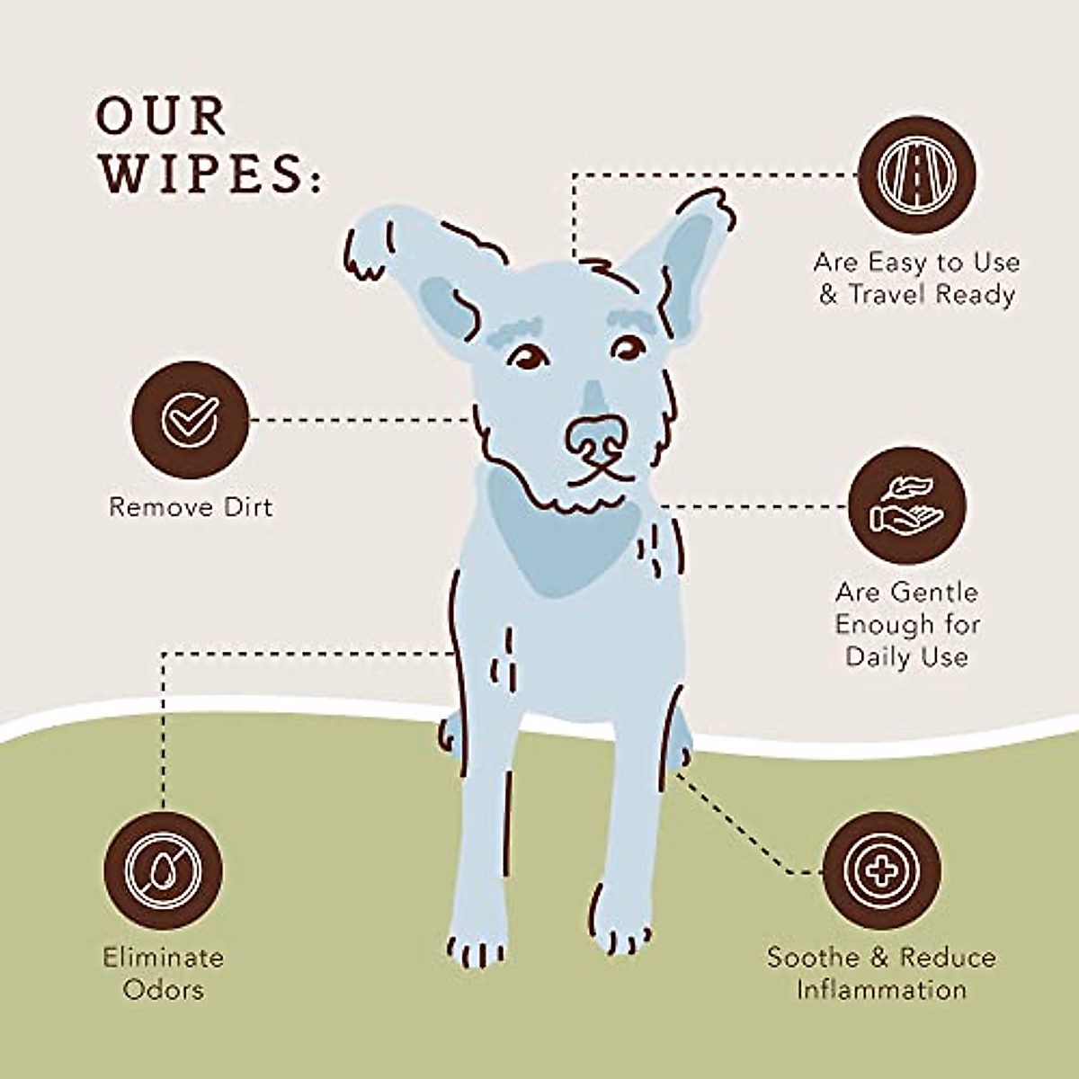 Natural Dog Company Grooming Wipes with Aloe Vera, Cleanses, Soothes, & Deodorizes, Fragrance Free, Hypoallergenic, Biodegradable Wipes (50 Wipes) Aqua