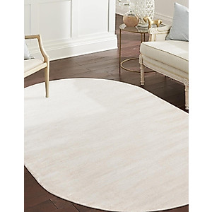Rugs.com Finsbury Collection Rug – 7' 10 x 10' Oval Ivory Medium Rug Perfect for Living Rooms, Large Dining Rooms, Open Floorplans