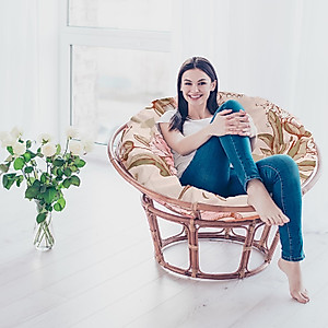 Tikitup Papasan chair cushion cover, outdoor waterproof papasan chair cushion cover, egg chair cushion cover, colorfast soft skin-friendly polyester fiber (Peony flower pattern, 50 IN)