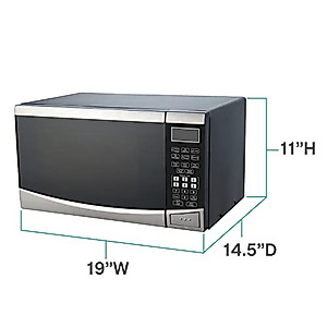 West Bend WBMW92S Microwave Oven 900-Watts Compact with 6 Pre Cooking Settings, Speed Defrost, Electronic Control Panel and Glass Turntable, Metallic