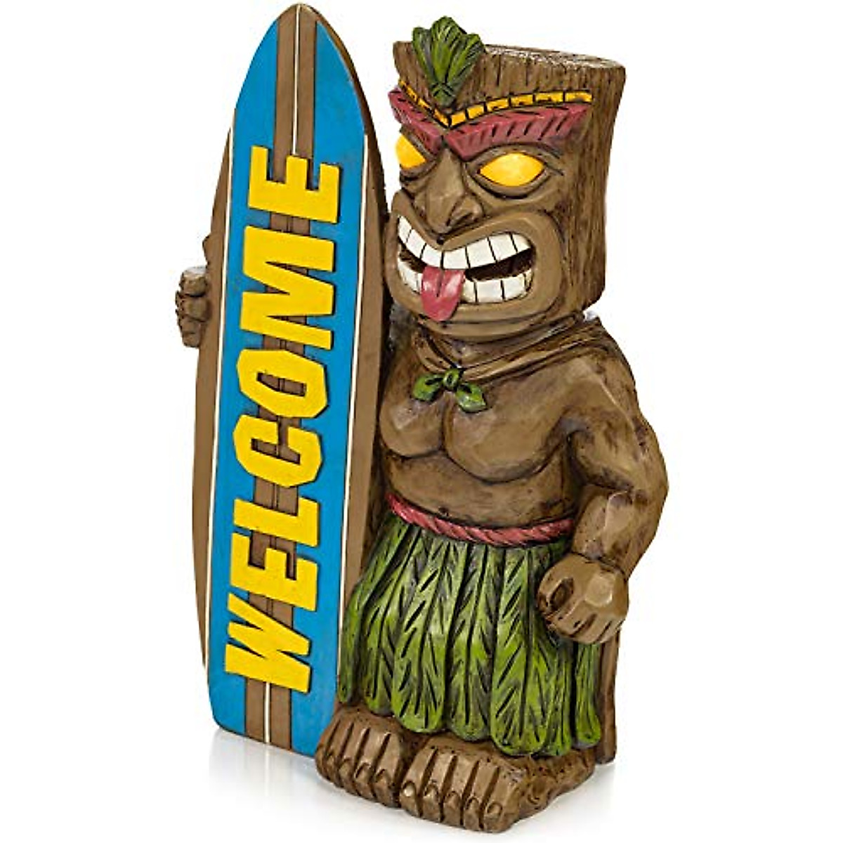 VP Home Tiki Welcome Surfboard & Party Time Solar Powered LED Outdoor Decor Garden Light