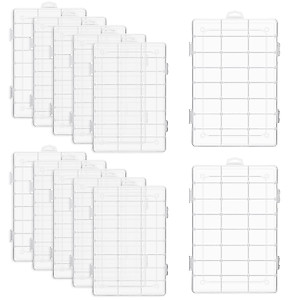 12 Pack Bulk 24 Grids Clear Plastic Organizer Box Tackle Organizer Box Crafts Storage Organizer Box with Removable Dividers Tackle Boxes for Fishing Tackle Storage Tackle Trays Jewelry DIY Parts Box