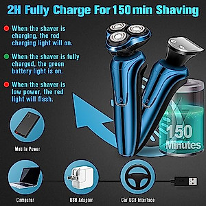 Electric Razor for Men, 2023 Men’s Electric Shavers Rotary LED Display/Waterproof/Rechargeable, Electric Shaver for Men Cordless Floating Head Replaceable Blades Portable Travel Razor Idea Gift