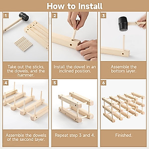 12-Bottle Stackable Wooden Wine Rack, Modular Wine Racks Storage Shelf, Small Wine Bottle Organizer for Inside Cabinet and Countertop (Assembly Needed)