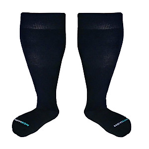 HOYISOX Big and Tall Compression Socks Comfortable Wool Knee High Socks for Men and Women (as1, alpha, 5x_l, regular, regular, Dark Black)