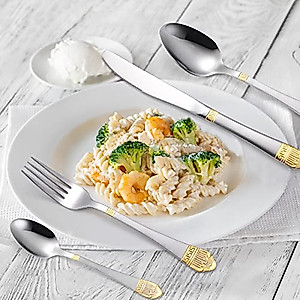 Silverware Set Flatware 72-Piece Luxury Relief Plating Retro Golden Stainless Steel Tableware Cutlery Set with Storage Box Kitchen Utensils Spoon and Fork Set Hand Wash Recommended