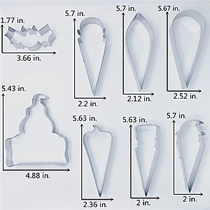 LILIAO Halloween Cookie Cutter Set - 8 Piece - Skull, Witch, Candy Corn, Vampire, Pumpkin, Zombie, Bat and Ghost Plaque Fondant Biscuit Cutters - Stainless Steel