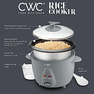 COOK WITH COLOR 6 Cup Rice Cooker 300W - Effortless Cooking and Greatly, Cooks 3 Cups of Raw Rice for 6 Cups of Cooked Rice, Navy