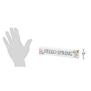 Collins Painting 'Hello Spring' Mini Floral Shelf Sitter Sign - Wooden Tabletop Decoration for Spring, Easter Home Decor