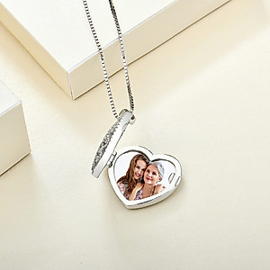 YL Cross Locket Necklace Sterling Silver Heart Pendant Created Tanzanite Filigree Jewelry for Women