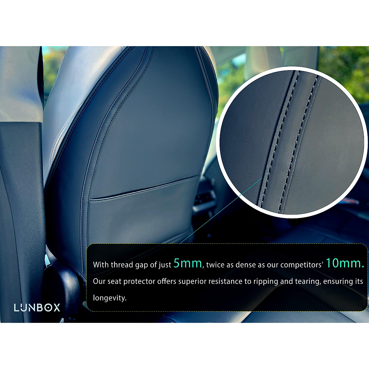 LunaBox Seat Back Protector Designed for Tesla Model Y/3 - Wear Resistant Seat Protector, Seat Back Kick Mats with Bigger Organizer Pocket - 2 PCS (Black)