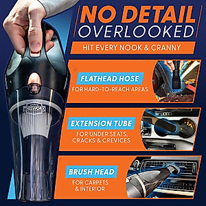 ThisWorx Cordless Car Vacuum - Portable, Mini Handheld Vacuum w/Rechargeable Battery and 3 Attachments - High-Powered Vacuum Cleaner w/ 60w Motor