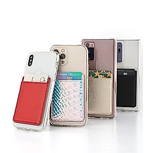 Goospery Phone Card Holder [4-Pack] Adhesive Stick On Wallet for Back of Phone Fashionable & Secure Sleeve Credit Cards/ID Card Slot Pocket Case Universal Fit for Most Smartphones