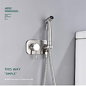 ZLOCYIVHE Handheld Bidet Toilet Sprayer, Shower Bidet Tap Spray Kits Cloth Diaper Sprayer Washer Toilet Cleaning Faucet Spray with Hose for Feminine Wash and Pet,Brushed(Brushed)