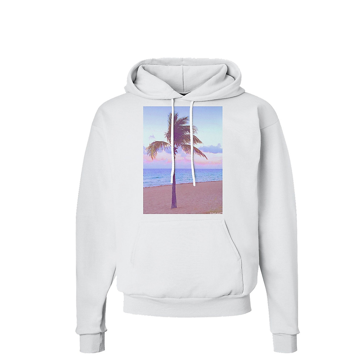 TOOLOUD Palm Tree Beach Filter Hoodie Sweatshirt White - Large