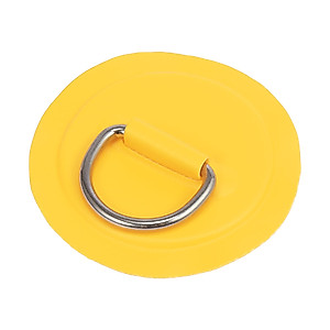 X AUTOHAUX 4pcs D Ring Patch PVC Stainless Steel Round Shape D Ring Pad for Inflatable Boat Kayak Canoe Deck Yellow