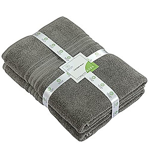SIMPLY LOFTY Luxury Bath Sheet Towels 35x70 Inch (2 Pack) Premium Extra Large Thick Bath Sheets Oversized Bath Towels Highly Absorbent Quick Dry Jumbo Bath Sheet Towel Hotel Quality (Grey)