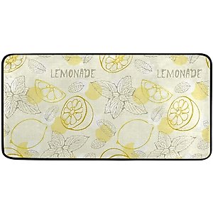 MOYYO Kitchen Mat Fruits Yellow Lemons Lemonade Kitchen Rug Mat Anti-Fatigue Comfort Floor Mat Non Slip Oil Stain Resistant Easy to Clean Kitchen Rug Bath Rug Carpet for Indoor Outdoor Doormat
