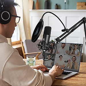 USB Microphone Kit 192KHZ/24BIT Plug & Play MAONO AU-A04 USB Computer Cardioid Mic Podcast Condenser Microphone with Professional Sound Chipset for PC Karaoke, YouTube, Gaming Recording (Renewed)