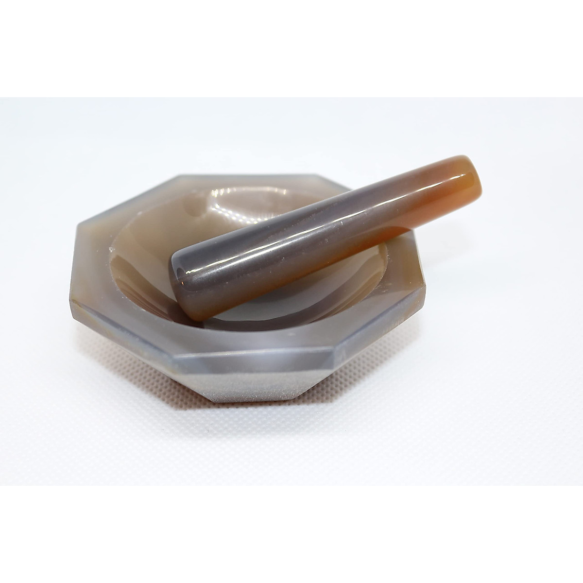 LAB4US Agate Mortar and Pestles Set ID 100mm Natural Agate Grinder for Lab Grinding Polished Brazilian Agate Internal Diameter 100mm, External Diameter 120mm; Depth 30mm; Hardness 7-7.2 (100mm)