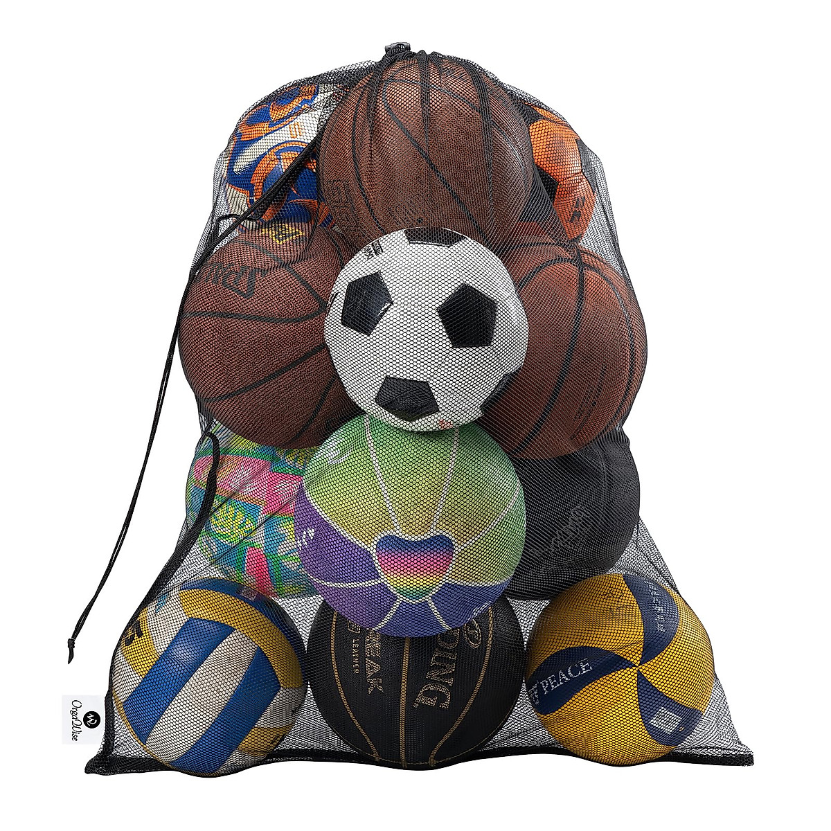 DoGeek Heavy Duty Mesh Ball Net Bag(10-12Balls),Basketball and Soccer Mesh Net Bag,Mesh Equipment Bags for Sports,Extra Large Mesh Ball Bags Drawstring for Coaches,Gym Ball Net Storage Bag