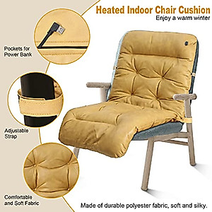 OUHOU Heated Seat Cushion, Heated Chair Cover, 3 Mode Adjustable Warm Seat Cushion, USB-Powered Heating Seat Cover for Home, Office Chair and More(Yellow)