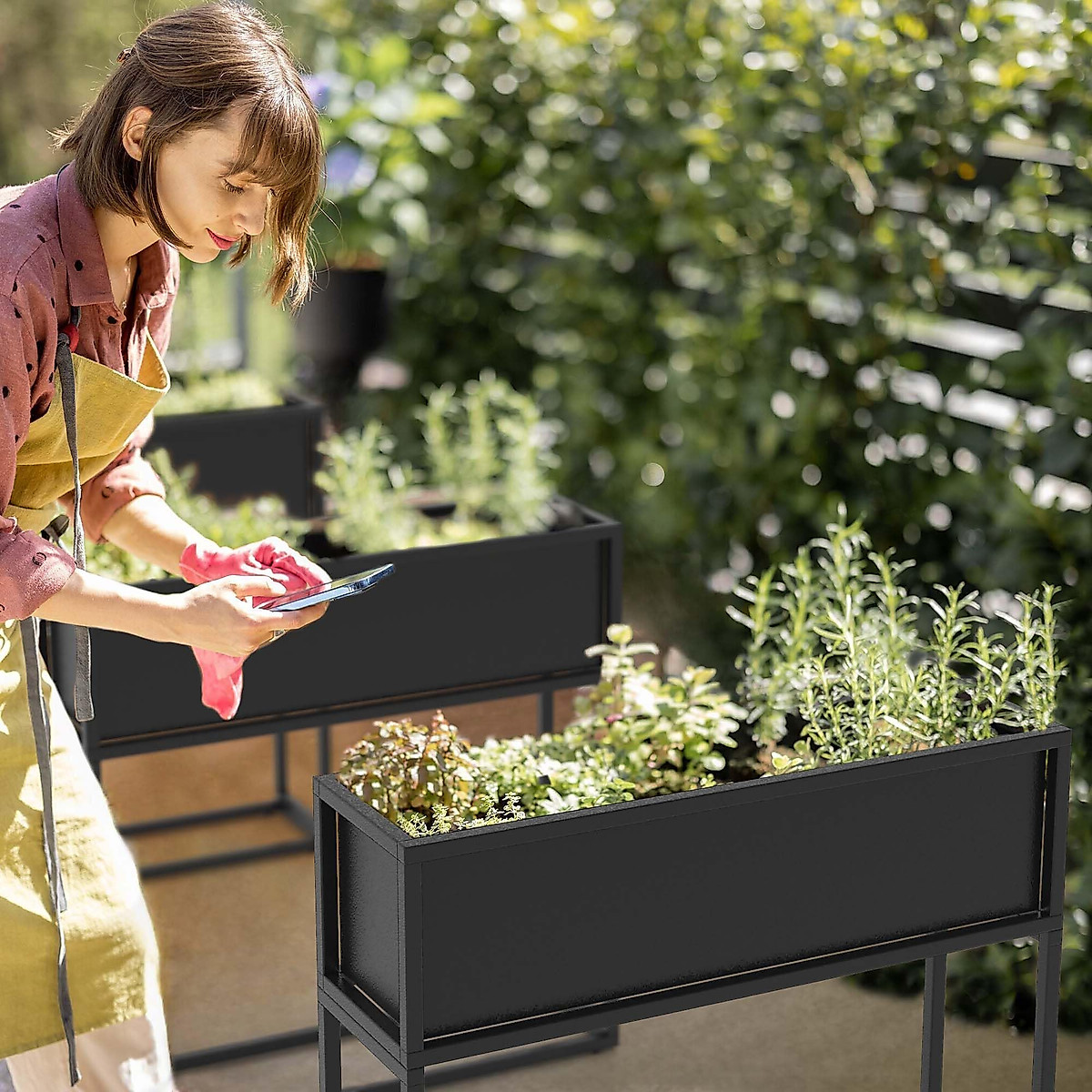 Cocoyard Elevated Planter Box - 28 Inch Durable Raised Garden Bed for Herbs and Flowers - Stylish Tall Rectangular Planter for Outdoor Plants for Patio Decor & Backyard Gardening - Indoor Planter