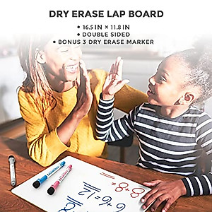 Nicpro 12 x 16 inches Lapboard Small Dry Erase Lap Board Double Sided with 3 Water-Based Pens Learning Mini Whiteboard Portable for Kid Student and Classroom Use