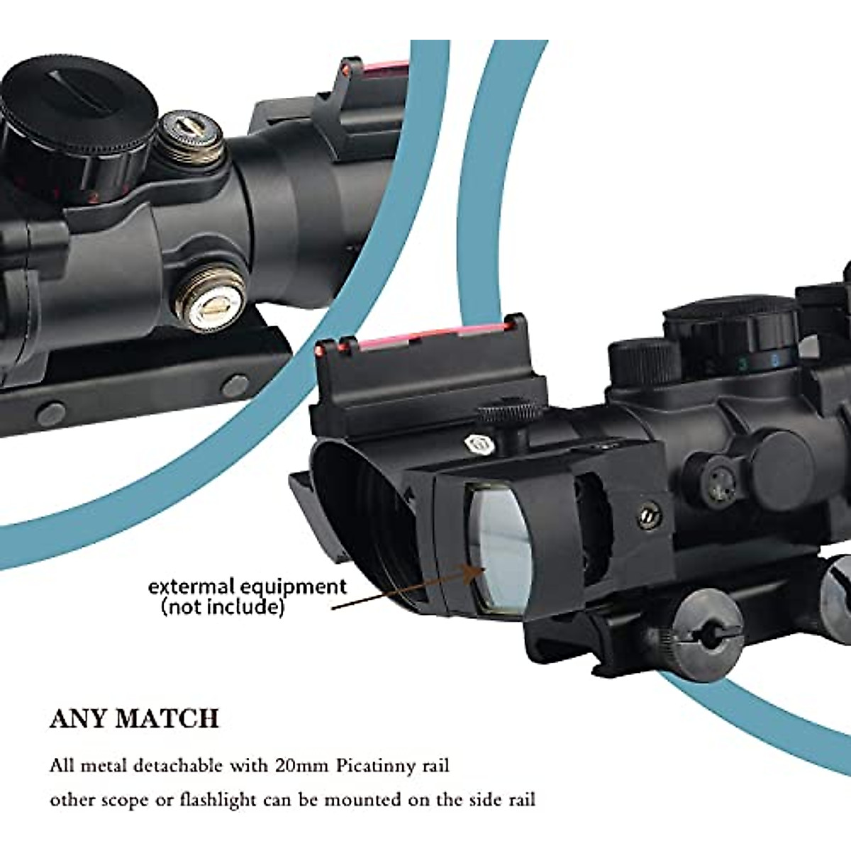 Beileshi Optics Rifle Scope, 4x32 Tactical Rifle scopes with Red Illuminated Reticle, and Glass Etched Reticle 4X Magnification with 20mm Mounts Rail, Suitable for Short Distance Combat