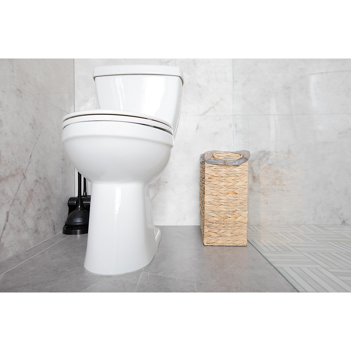 AppliaFit Wicker Trash Can - Fits Grocery Shopping Bags - Waste Basket for Reusing Grocery Shopping Bags (2-Pack)