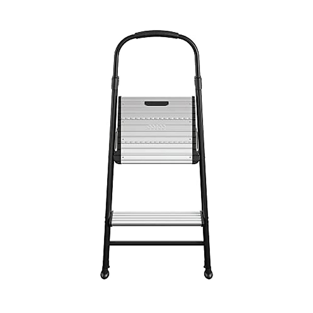 COSCO 2-Step Aluminum Folding Step Stool with Rubber Hand Grip, Black