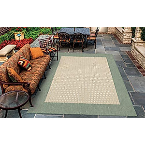 Couristan Recife Checkered Field Indoor/Outdoor Area Rug, 3'9" x 5'5", Natural-Green