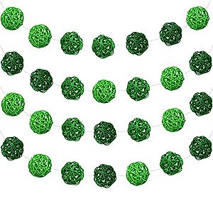 TKEJZu 15 Pcs Wicker Rattan Balls 2 Inch Small Decorative Balls Twig Orbs Spheres Vase Fillers for Green Themed Wedding Bridal Baby Shower Valentine's Day Home Decor Green Mint Dark-Green