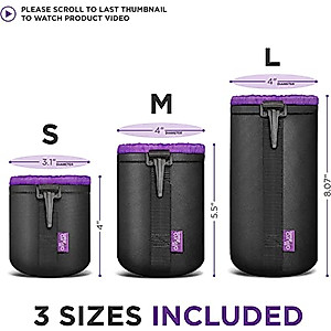 Altura Photo (3 Pack) Thick Protective Neoprene Pouch Set for DSLR Camera Lens (Canon, Nikon, Pentax, Sony, Tamron, Sigma, Olympus, Panasonic, Fuji) - Includes: Small, Medium and Large Pouches