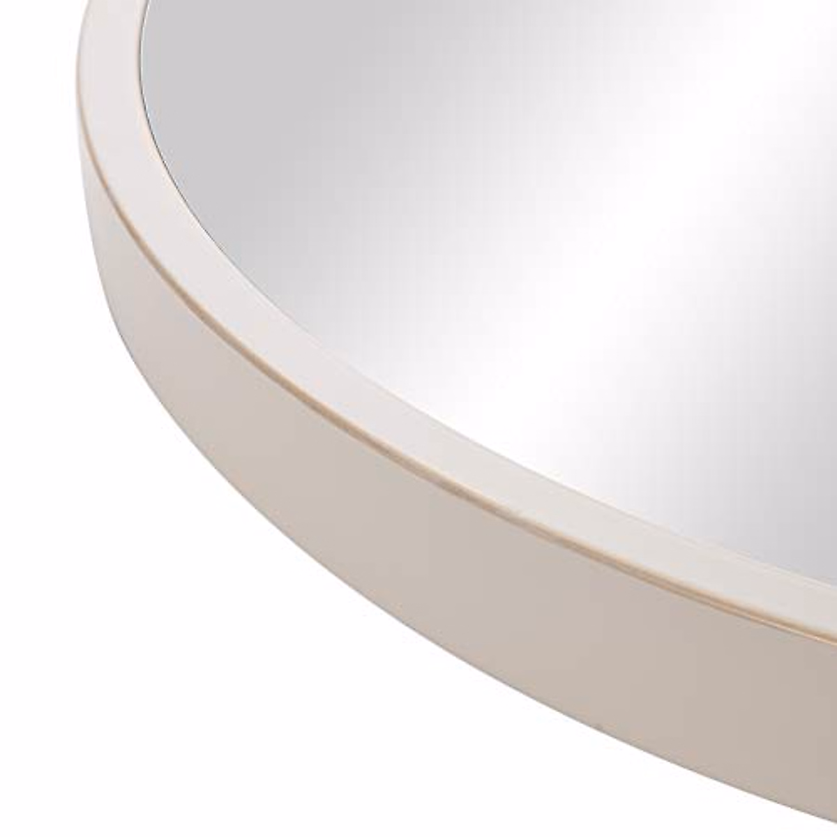 Patton Wall Decor 30" Distressed Cream and Gold Framed Round Wall Mirror, White