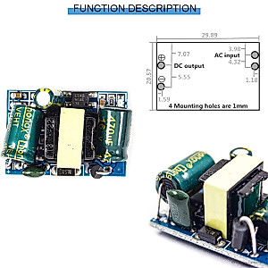 DKARDU 5 pcs AC-DC 12V 450mA Buck Module Power Supply Buck Converter Step Down Module 5.4W Transformers with red and Black Cable
