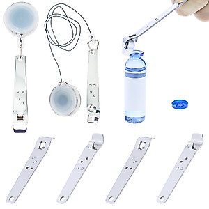 Vial Opener x4 + Reel Clip Vial Opener x2, Mini Beer Bottle Opener Keychain Bottle Opener Portable Bottle Medical Bottle Opener Bottle Decaper Metal Cap Removal for Vials Botox