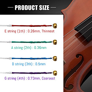 8 Pieces Violin Strings Universal Full Set (G-D-A-E) 4/4 Violin Universal String Steel Core Violin Fiddle String Strings for Instruments 4/4 3/4 1/2 1/4 Violin