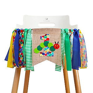 Hungry Caterpillar 1st Birthday High Chair Banner - Fruit theme decorations, fruit banners, kindergarten decorations, one year old party background, photo props
