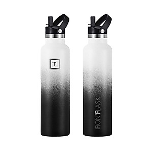 IRON °FLASK Sports Water Bottle - 3 Lids (Narrow Straw Lid) Leak Proof Vacuum Insulated Stainless Steel - Hot & Cold Double Walled Insulated Thermos, Durable Metal Canteen - Day & Night, 24 Oz
