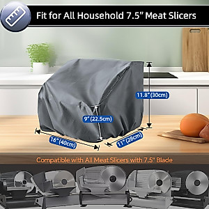 Meat Slicer Cover, Dust Cover for Home Use Electric Deli Slicer, Waterproof Oxford Fabric, Compatible with OSTBA / Anescra / Borlebbi / Chefman and All 7.5" Household 200W 150W Meat Slicers