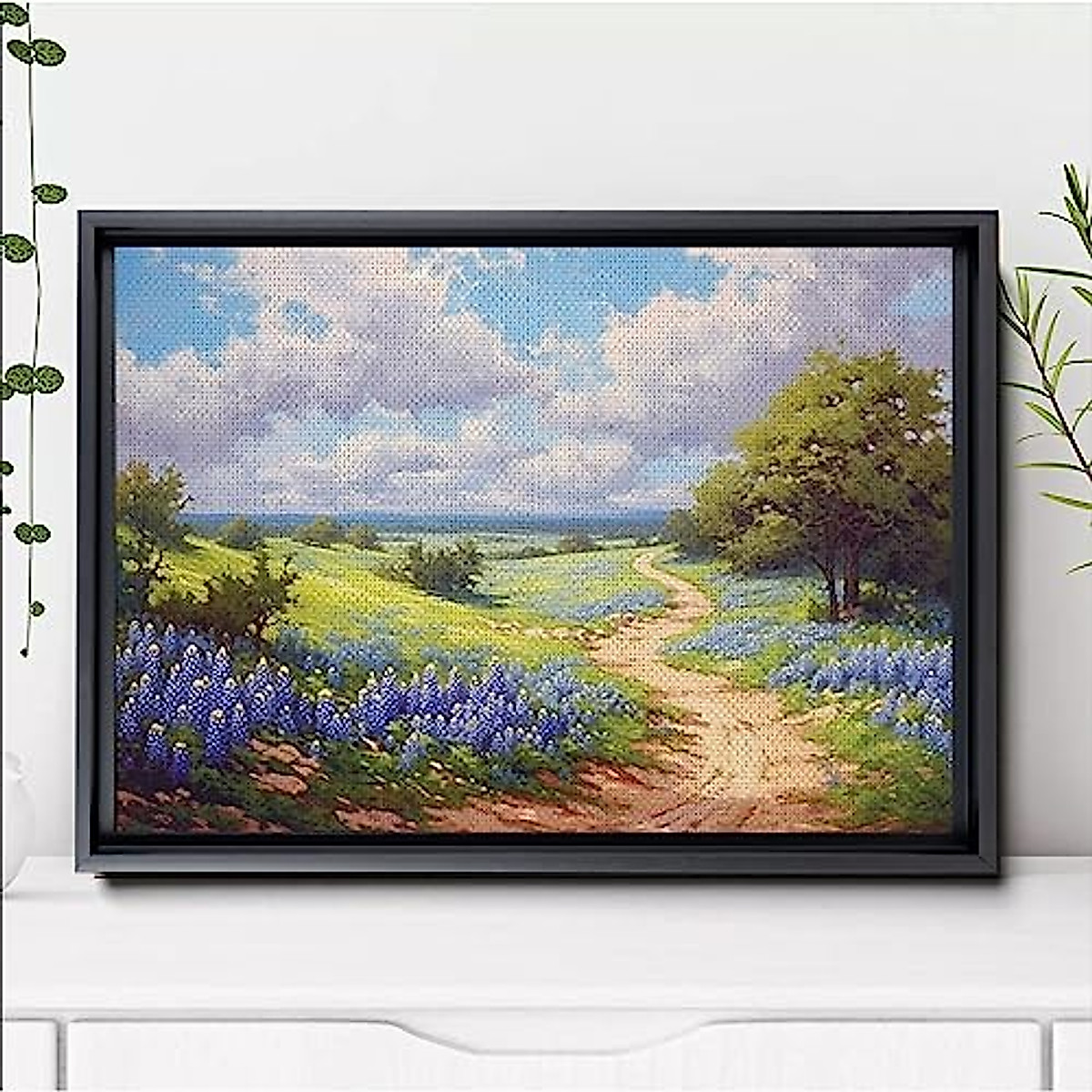 Enchanting Texas, Native Texas Hill Country Bluebonnet Landscape - Fine Art Print Mounted in a White Mat Board