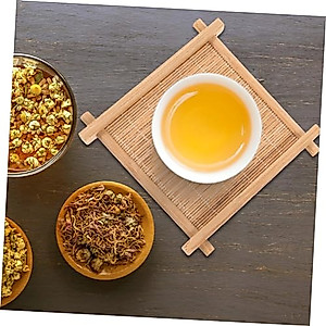 BESTOYARD 2pcs Bamboo Mat Coffee Serving Tray Decorative Coaster Bamboo Tea Serving Tray Decorative Serving Tray Anti Embellishments for Crafting Bamboo Cup Pad Office Breakfast Plate Wooden
