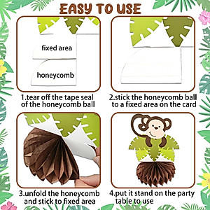 Monkey Honeycomb Table Centerpieces Jungle Party Decorations,Kids Jungle Safari Animal Themed Birthday Baby shower Party Supplies,Monkey Table Toppers Centerpieces Decor