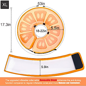 Inflatable Dog Cone Collar for Large Medium Small Dogs, Soft Dog Donut Collar Adjustable Recovery Cone for Pets After Surgery, Extra Enhanced Anti-Licking Guard Shield for Pets (X-Large, Orange)