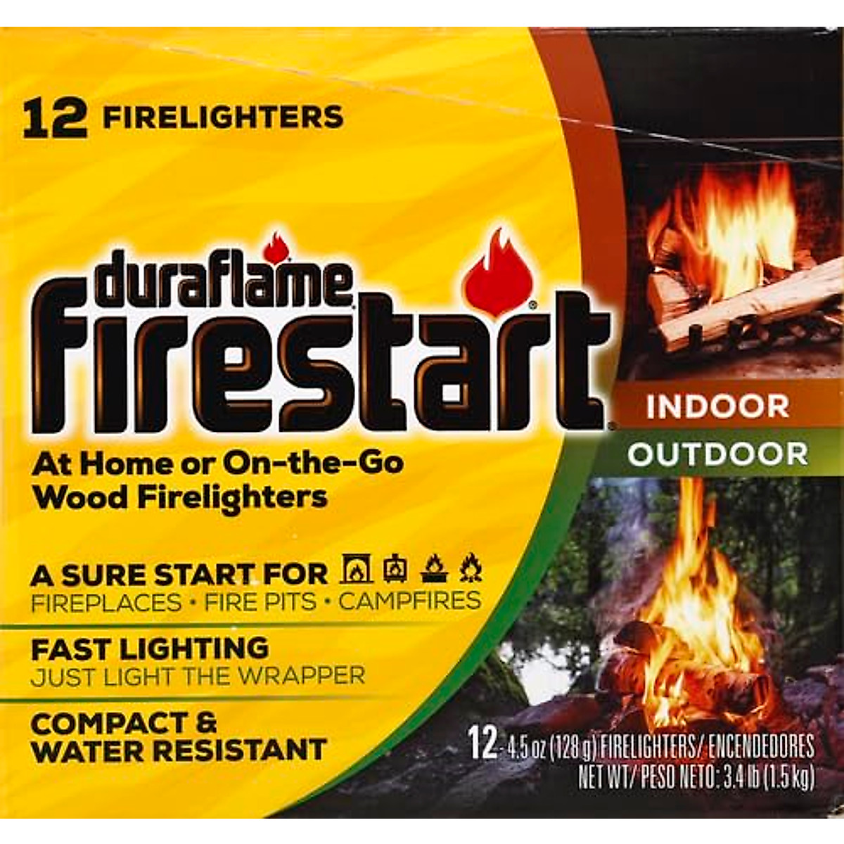 duraflame Firestart Indoor/Outdoor Firelighters, 12 pack , Yellow