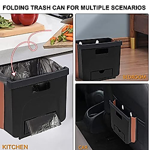 Hanging Trash Can, Kitchen Collapsible Hanging Waste Bin,Wall Mounted Folding Waste Bin,Hanging Garbage Can for Kitchen Cabinet Door,Portable Trash Can for Travel Car Bedroom(No Garbage Bags)